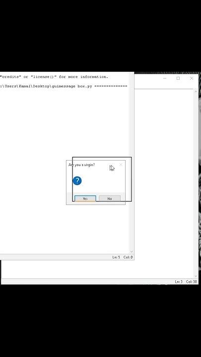 how to create a yes or no messagebox in python youtube