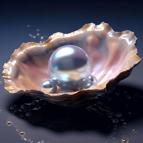 Premium Ai Image There Is A Pearl In A Shell With Water Droplets On The Surface Generative Ai