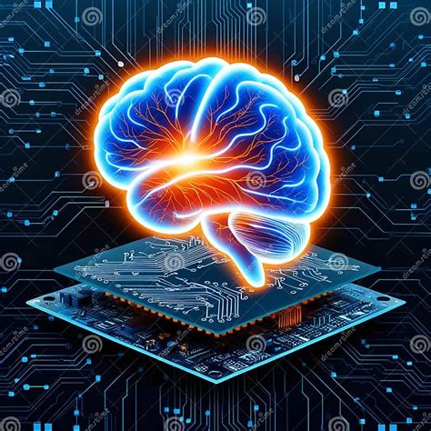 Artificial Intelligence Concept Cpu Quantum Computing With Human Circuit Brain Stock