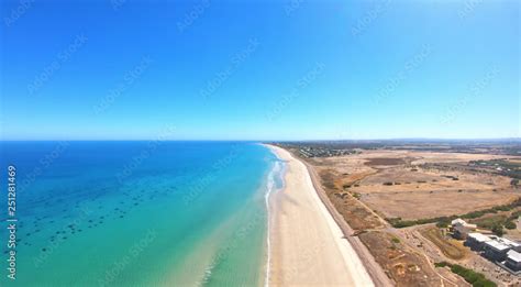 Drone Aerial View Of Australian Wide Open Beach And Coastline Taken At