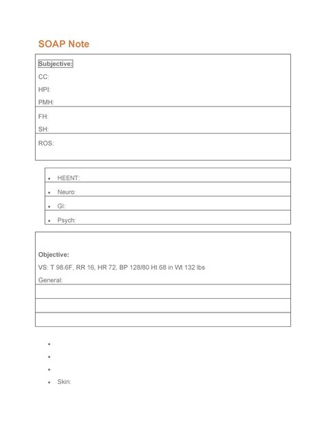 Soap Note Template Word Free
