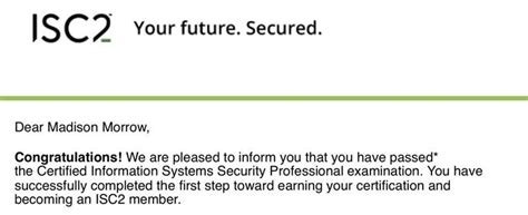 Excited To Share That I Have Passed The Isc2 Certified Information