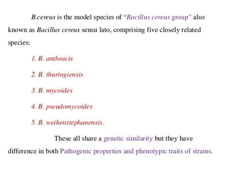 Bacillus Cereus Characteristics Chart A Visual Reference Of Charts Chart Master