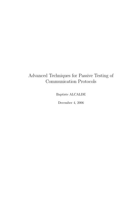Pdf Advanced Techniques For Passive Testing Of Communication Protocols