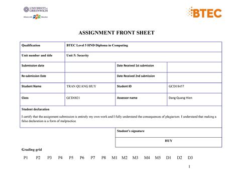 Assignment Security Tran Quang Huy Gcd18457 Gcd0821 Assignment Front