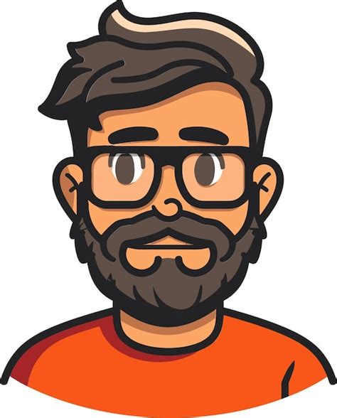 Premium Vector A Cartoon Of A Man With Glasses And A Beard