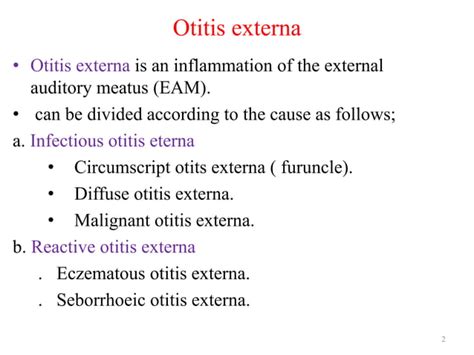 Otitis Externa On Human Ear Pathophysiology Pptx Ear Nose And