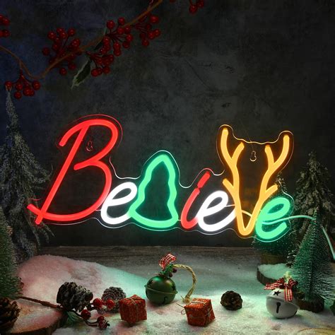 Christmas Neon Sign Lighted Believe Sign Led Neon Christmas Sign Neon