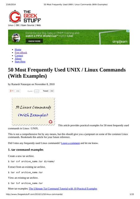 50 most frequently used unix linux commands with examples pdf