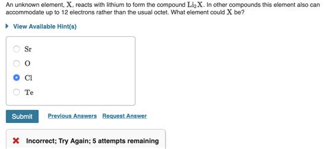 solved an unknown element x reacts with lithium to form