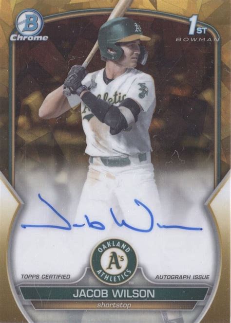 Jacob Wilson 2023 Bowman Draft Sapphire Edition Cda Jwi Chrome Prospect Auto Gold 50 1st