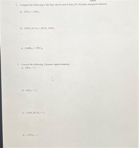 Solved Compute The Following In The Base Shown And In Chegg