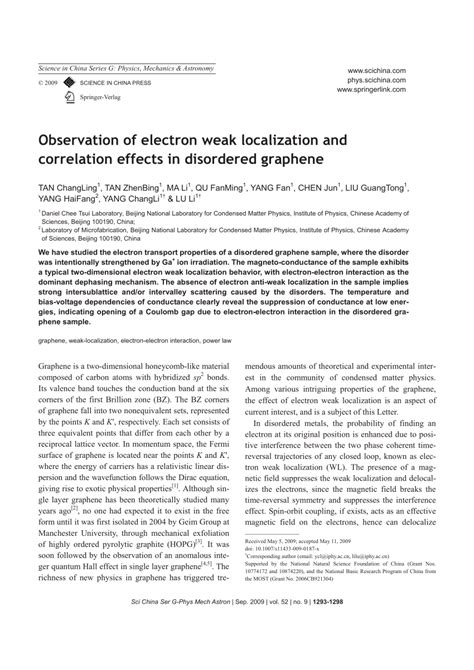 Pdf Observation Of Electron Weak Localization And Correlation Effects