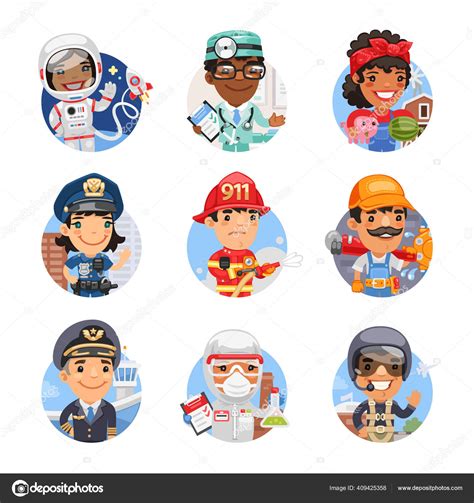 만화가들의 다양 한 직업을 가진 사람들 스톡 벡터 ©voysla 409425358