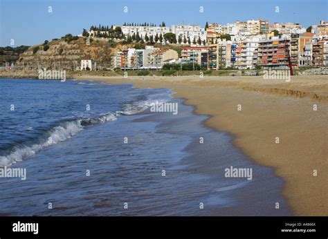 Panoramic View Of The Seafront And Beach Of Arenys De Mar Barcelona