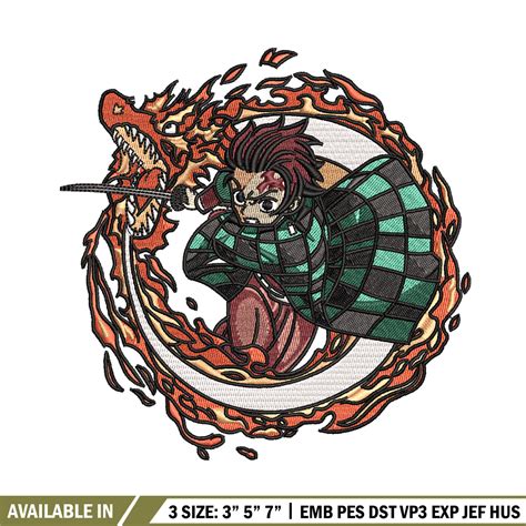 Tanjiro Fire Embroidery Design Tanjiro Embroidery Anime De Inspire