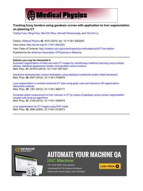 Pdf Tracking Fuzzy Borders Using Geodesic Curves With Application To Liver Segmentation On