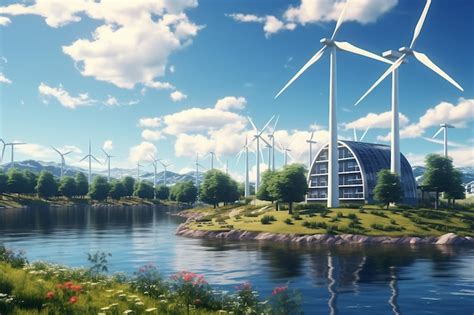 Premium Ai Image Renewable Energy In 3d Landscape