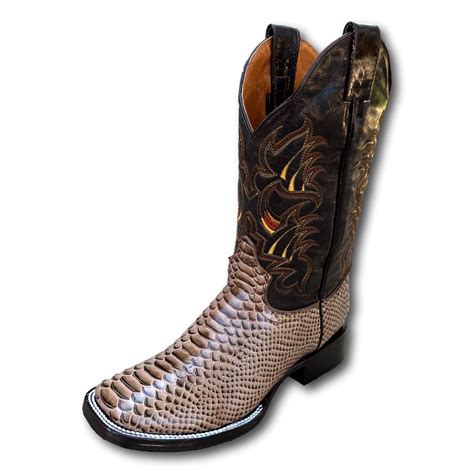 GadwallAR Men S Exotic Pattern Western Cowbabe Slip On Square Toe Boots In Leather Alex Series In