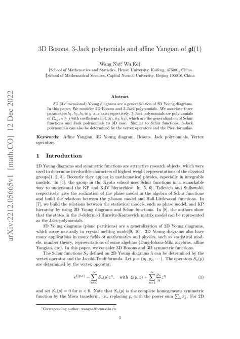 Pdf 3d Bosons 3 Jack Polynomials And Affine Yangian Of Mathfrak