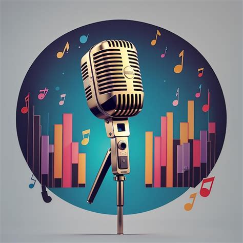 Premium Photo Microphone With Note And Tune Of Music Vector