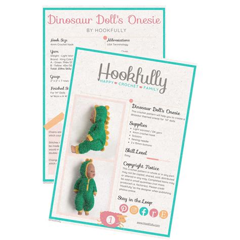 Free Dinosaur Dolls Onesie Crochet Pattern Hookfully