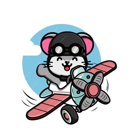 Premium Vector Cute Little Mouse Flying With Airplane Illustration