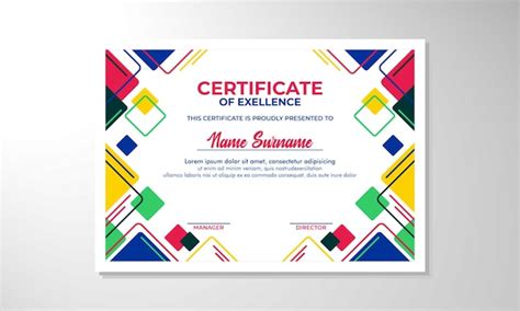 현대적인 평평한 인증서 디자인 템플릿 프리미엄 벡터