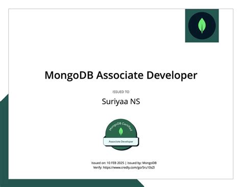Suriyaa N S On Linkedin Mongodb Certification Nosql Datarevolution