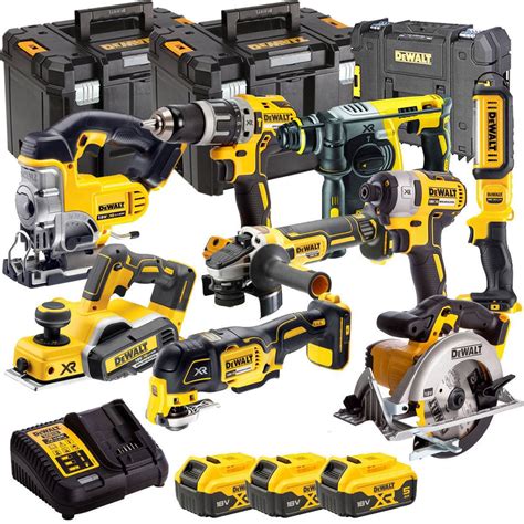 Dewalt 18v 9 Piece Power Tool Kit With 3 X 50ah Battery And Charger T4t