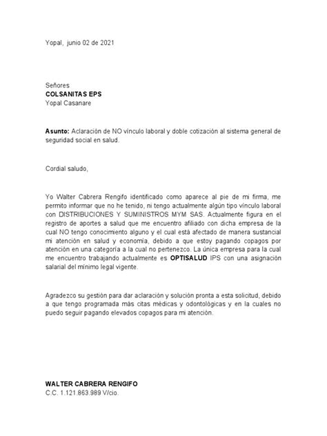 Carta Eps Sanitas Pdf