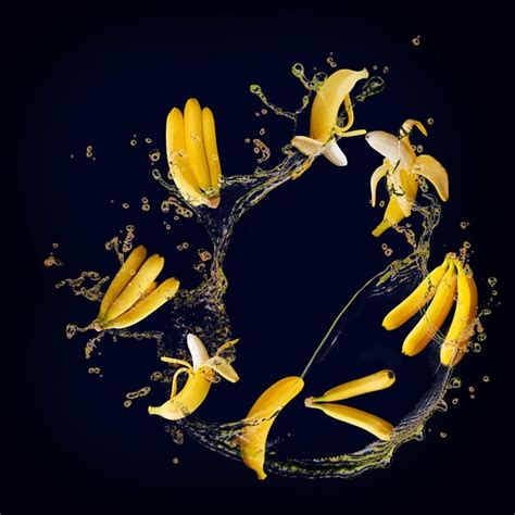 Premium Photo Juicy Tasty Banana With Splashes Of Juice