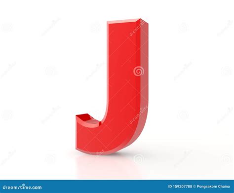 The Red Letter J Isolated On White Background 3d Rendering Stock