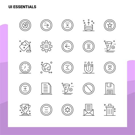 Set Of Ui Essentials Line Icon Set 25 Icons Vector Minimalism Style Design Black Icons Set