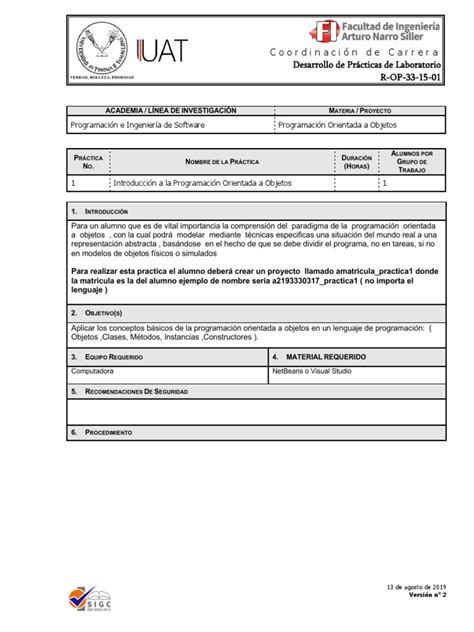 Practica 1 Poo 2019 Descargar Gratis Pdf Objeto Informática Programación