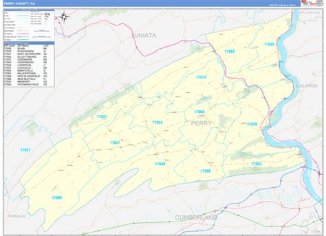 Perry County Pa Zip Code Wall Map Basic Style By Marketmaps Mapsales