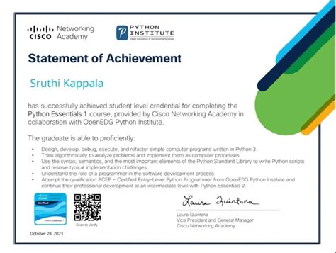 Sruthi Kappala On Linkedin Pythonessentials1 Cisco