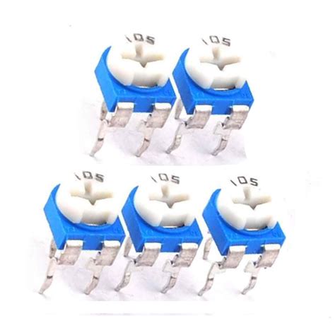 5pcs 100 1mohm Blueandwhite Variable Horizontal Adjustable Variable