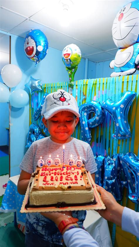 Luigis 10th Doraemon Slime Theme Birthday Party
