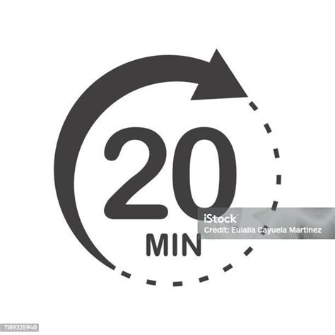 20 분 아이콘입니다 제품 라벨의 기호입니다 조리 시간 화장품 또는 화학 적용 시간 대기 시간 등 다양한 용도 계시기에 대한 스톡 벡터 아트 및 기타 이미지 Istock