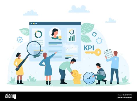 Key Performance Indicator Hr Management And Analytics Vector Illustration Cartoon Tiny People