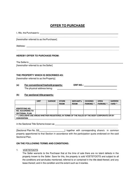 Free Printable Offer To Purchase Real Estate Form Templates [pdf Word]