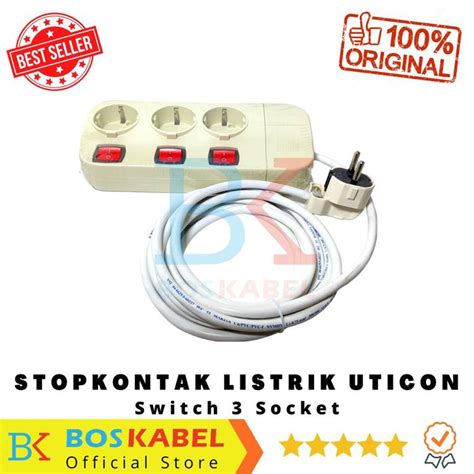 Jual Stop Kontak Uticon 3 4 5 6 Lubang Saklar Tersendiri Uticon Switch 3 Socket 1 Mtr