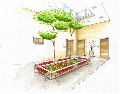 Marker Rendering Model Drawing Tree Sketches Architecture Sketch