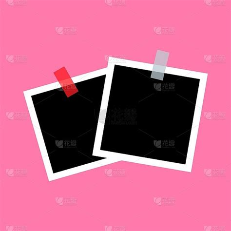 宝丽来相片框架平矢量插图