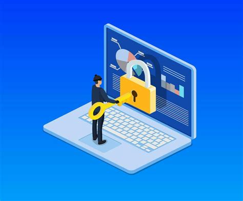 isometric concept of hacking thief trying to hack personal information