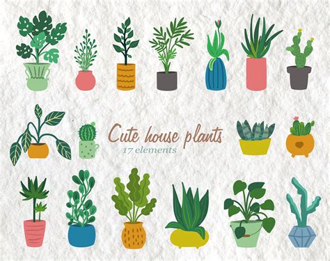 House Plants Cute Hand Drawn Vector Clipart And Cards On Behance