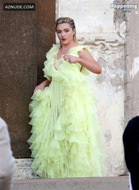 Florence Pugh Sexy Spotted Wearing A Hot Sheer Yellow Dress For