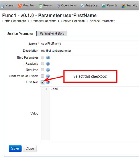 Configure Transact Function Unit Test Parameters Configure Transact Function Unit Test Parameters