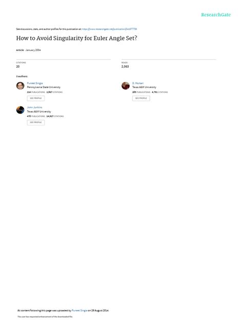 How To Avoid Singularity For Euler Angle Set Pdf Matrix